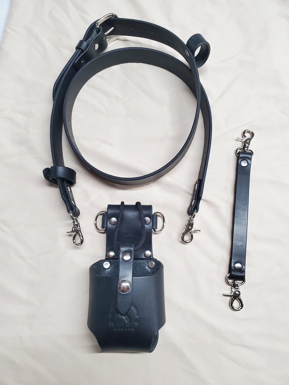 Radio Shoulder Strap Combo with Holster and Anti-sway Strap - Made in – Crazy Horse Leather